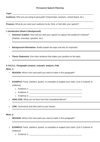 Persuasive Speech Writing | Teaching Resources