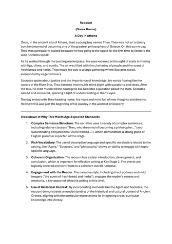 Year 6, Key Stage 2 Model Text: Greek Recount | Teaching Resources