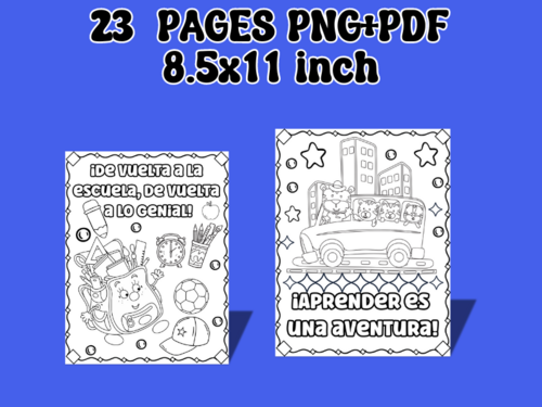 Back to School Coloring Pages with quotes in Spanish-De vuelta a la ...