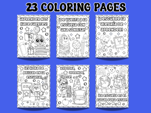Back to School Coloring Pages with quotes in Spanish-De vuelta a la ...