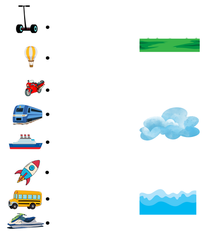 preschool sorting matching transportation worksheet for kindergarten ...