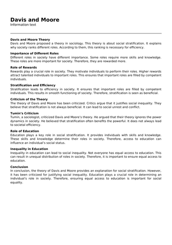 Davis and Moore.docx | Teaching Resources