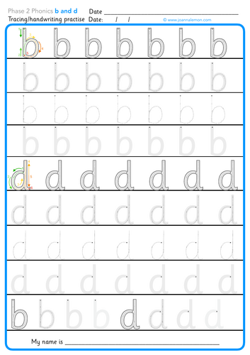 Handwriting similar letters - b and d | Teaching Resources