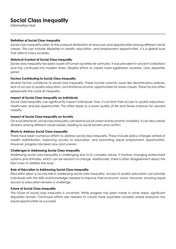 Social Class Inequality.docx | Teaching Resources