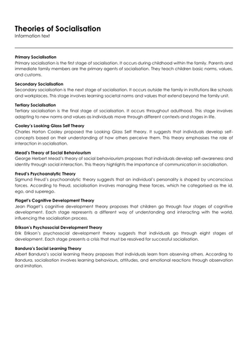 Theories of Socialisation.docx | Teaching Resources
