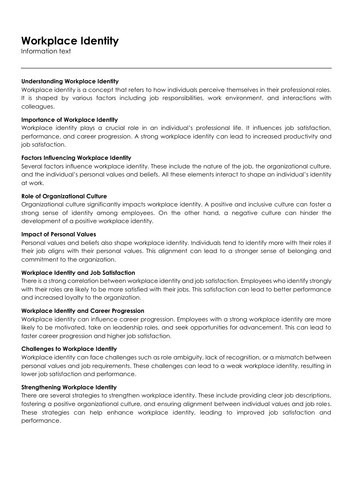 Workplace Identity.docx | Teaching Resources