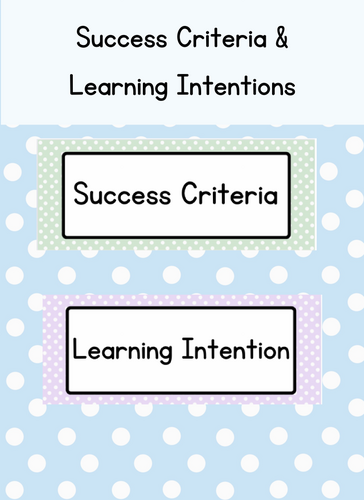 Learning Intention/ Success Criteria Labels | Teaching Resources