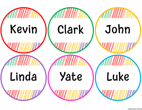 Printable Bright Round Student Name Labels, Editable Colorful Cubbies ...