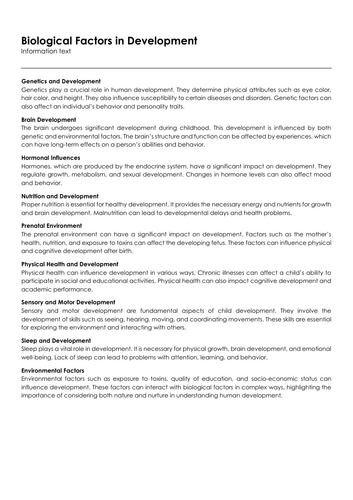 Biological Factors in Development | Teaching Resources