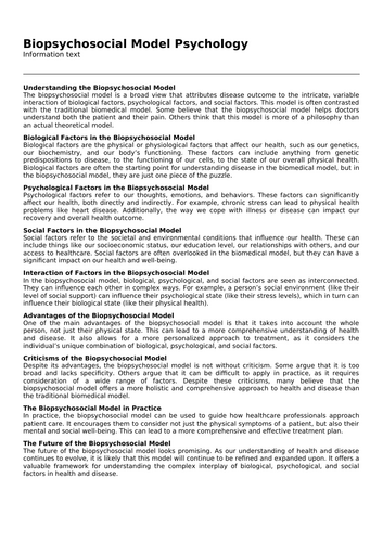 Biopsychosocial Model Psychology | Teaching Resources