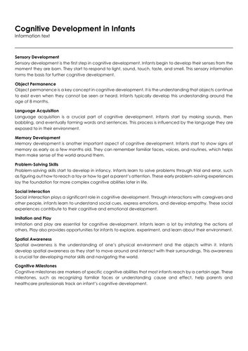 Cognitive Development in Infants | Teaching Resources