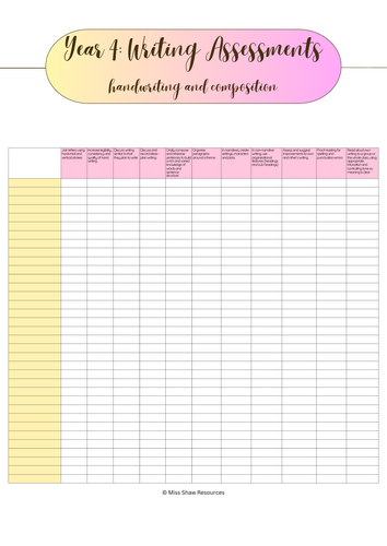 Year 4 Writing Assessment - Handwriting and composition | Teaching ...