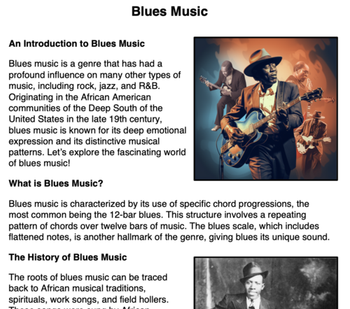 Blues Music (Cover Work Booklet) | Teaching Resources