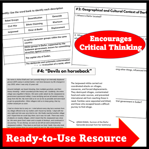 Darfur Genocide Station Activity - Complete Lesson - Worksheets and ...
