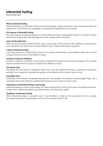 Inferential Testing | Teaching Resources