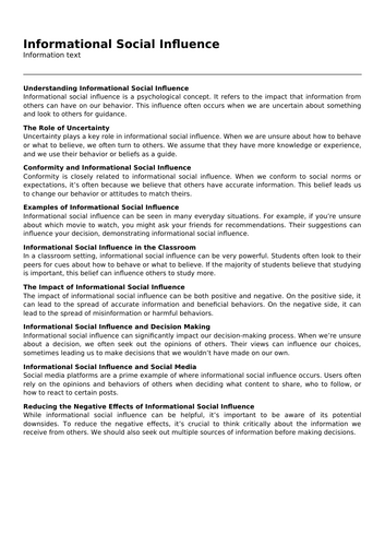 Informational Social Influence | Teaching Resources