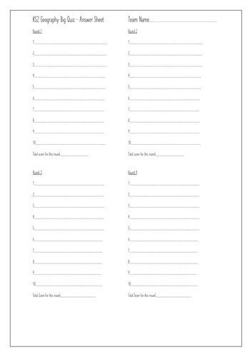 KS2 Geography Big Quiz! | Teaching Resources