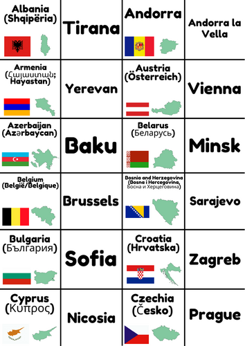 Country Study Memory Game Flashcards on Countries in Europe - Freebie ...