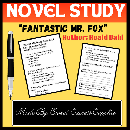 Fantastic Mr. Fox by Roald Dahl Novel Study Worksheets, Questions ...