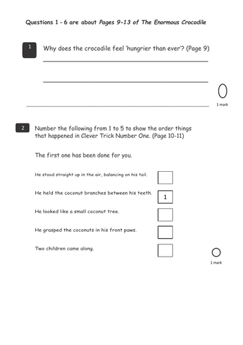 The Enormous Crocodile Guided Reading Questions | Teaching Resources