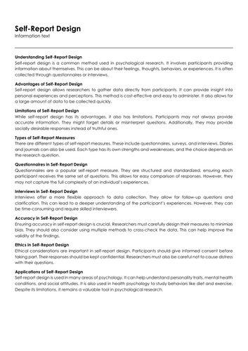Self-Report Design | Teaching Resources