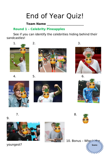 End of Year Quiz | Teaching Resources