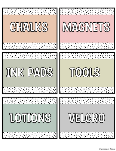 Printable Boho Neutral Spotty Classroom Supplies Labels, Supplies ...