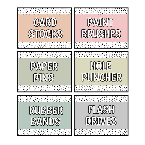 Printable Boho Neutral Spotty Classroom Supplies Labels, Supplies ...