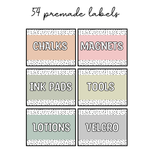 Printable Boho Neutral Spotty Classroom Supplies Labels, Supplies ...