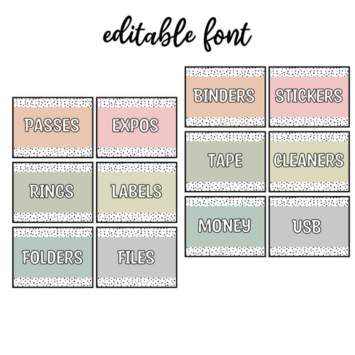 Printable Boho Neutral Spotty Classroom Supplies Labels, Supplies ...