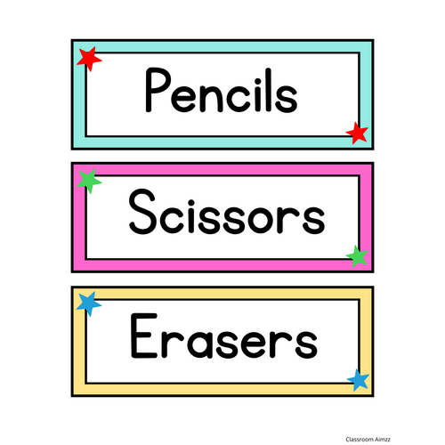 Printable Bright Stars Classroom Supplies Labels, Editable Supplies ...