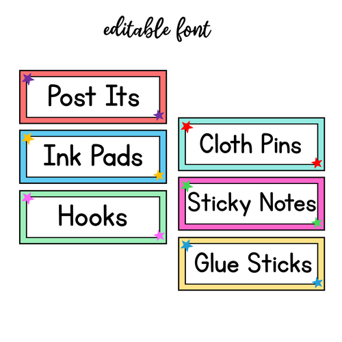 Printable Bright Stars Classroom Supplies Labels, Editable Supplies ...