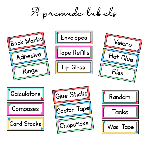 Printable Bright Stars Classroom Supplies Labels, Editable Supplies ...