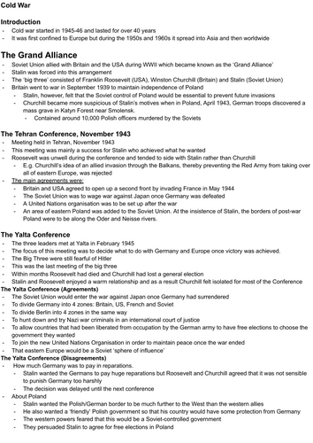 edexcel cold war notes ~ gcse history | Teaching Resources