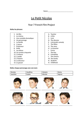 Petit Nicolas Worksheet | Teaching Resources