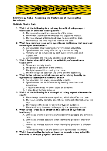 Criminology Interviews Eye-Witness and Expert Witness Investigative ...