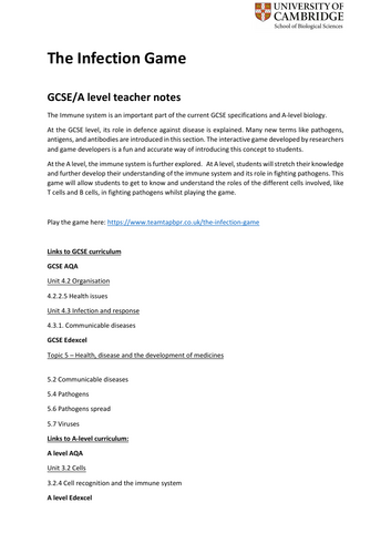 The Infection Game | Teaching Resources