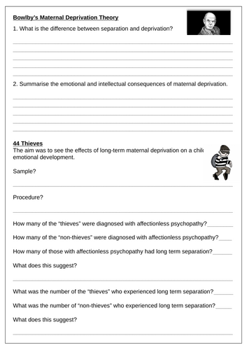 ATTACHMENT Bowlby's maternal deprivation COMPLETE LESSON | Teaching ...
