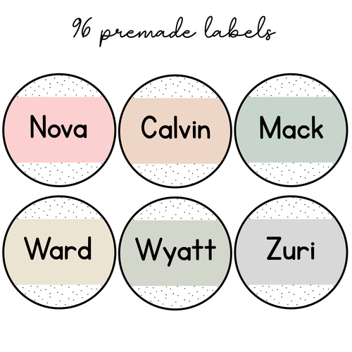Printable Boho Dotty Student Name Labels, Calm Colors Classroom Labels ...