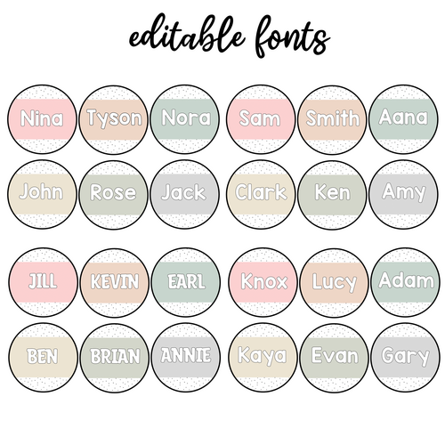 Printable Boho Dotty Student Name Labels, Calm Colors Classroom Labels ...