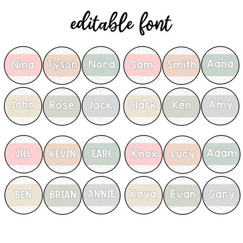 Printable Boho Dotty Student Name Labels, Calm Colors Classroom Labels ...