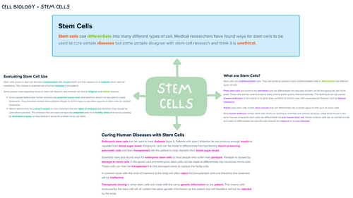 GCSE Biology (AQA) - Cell Biology Notes | Teaching Resources