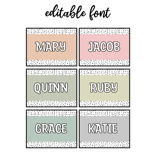 Printable Nametags, Boho Spotty Student Name Labels, Editable Name ...