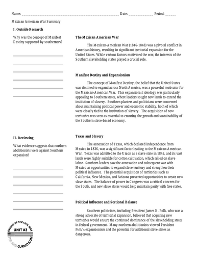Mexican American War Summary | Teaching Resources