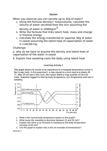 Homeostasis and Negative feedback: Worksheet, PPT and Literacy activity ... Homeostasis and Negative feedback: Worksheet, PPT and Literacy activity ...
