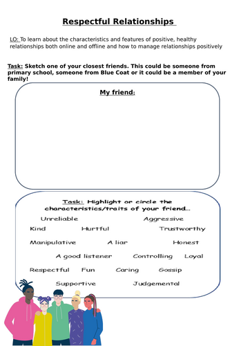 Healthy and Unhealthy friendships | Teaching Resources