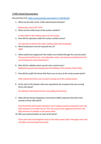 3 Mile Island Documentary | Teaching Resources