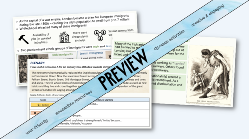 Immigration to Whitechapel, c.1870 - c.1900 (Edexcel) | Teaching Resources