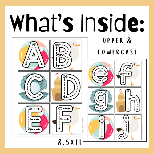 Beach Letter Tracing Cards A-Z with Upper and Lowercase | Teaching ...