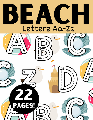 Beach Letter Tracing Cards A-Z with Upper and Lowercase | Teaching ...